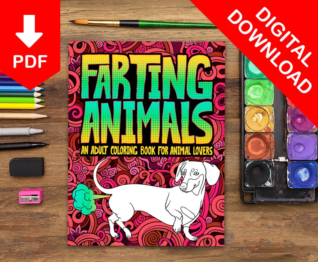 Farting Animals 30 Animal Coloring Pages for Kids & Adults Digital ...