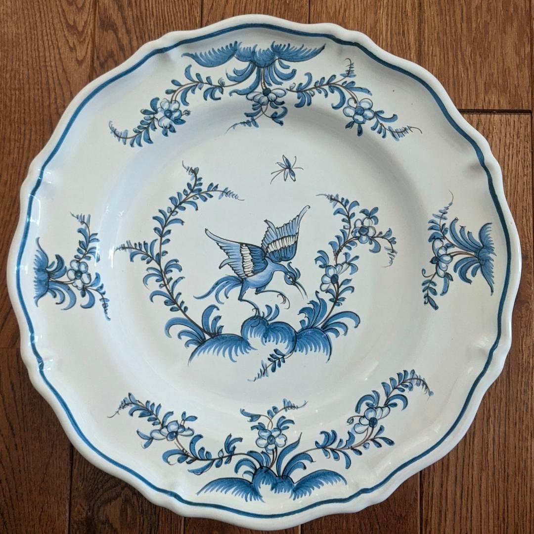 Lallier a Moustier Hanging Wall Plate - Blue and White Bird Motif ...