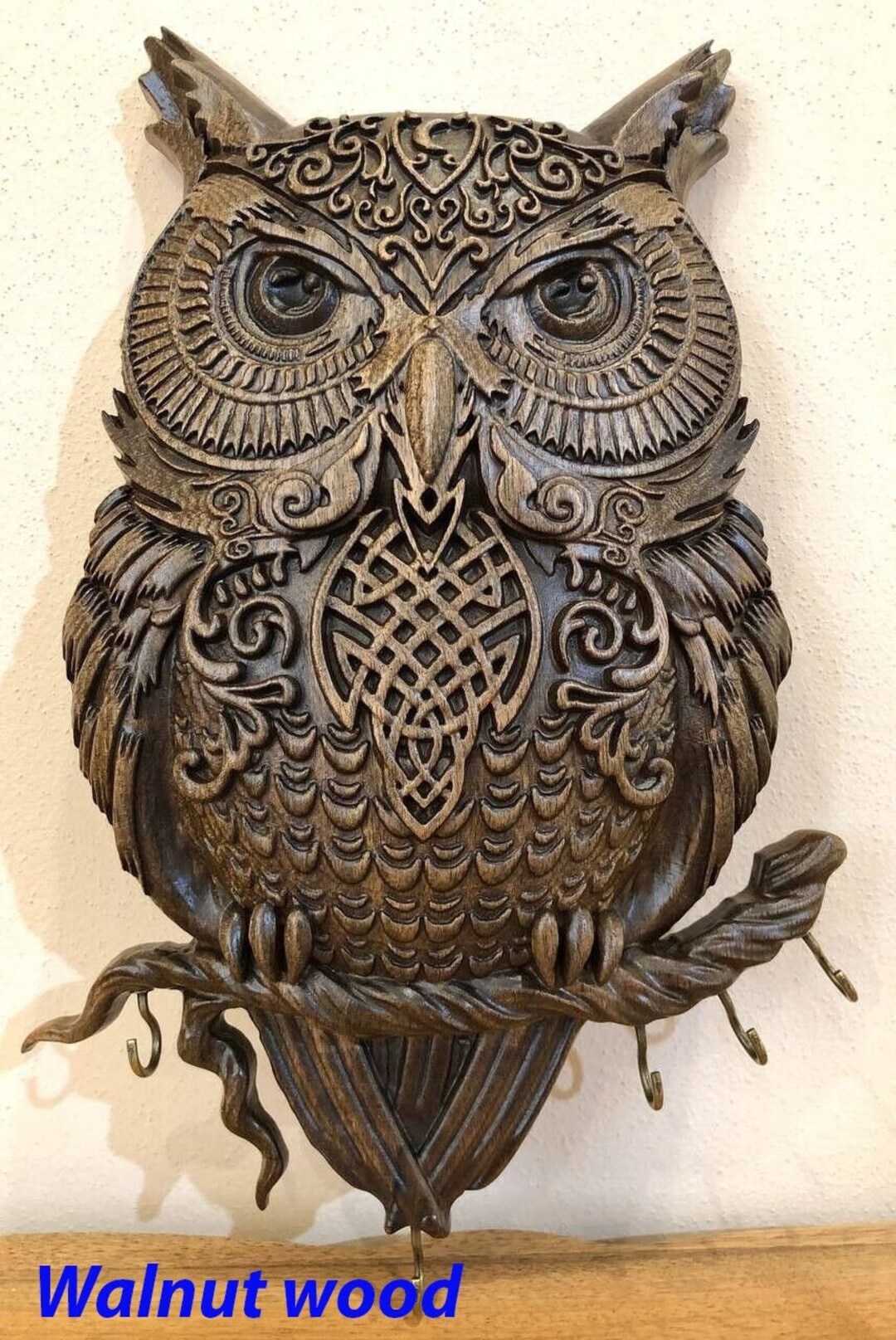 Owl Key Holder Keys Organizer Viking Owl Key Holder for Wall Carved Owl ...