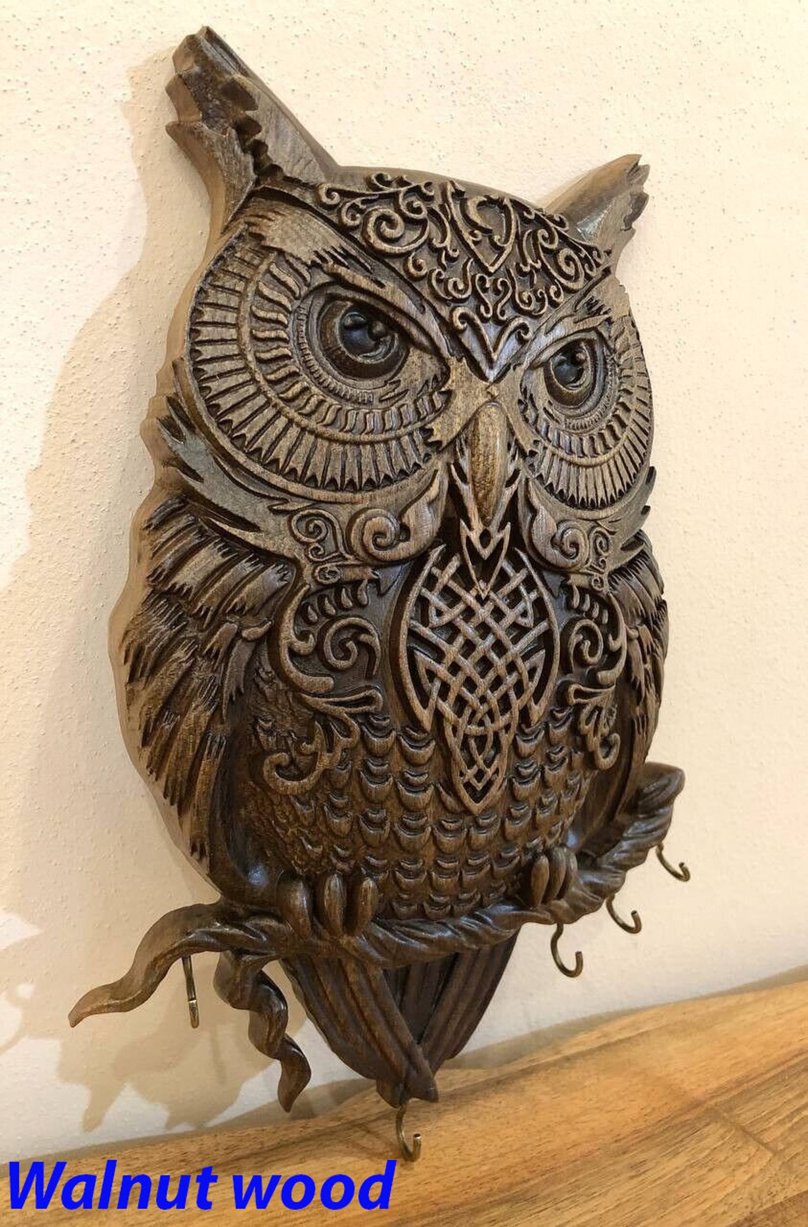 Owl Key Holder Keys Organizer Viking Owl Key Holder for Wall Carved Owl ...