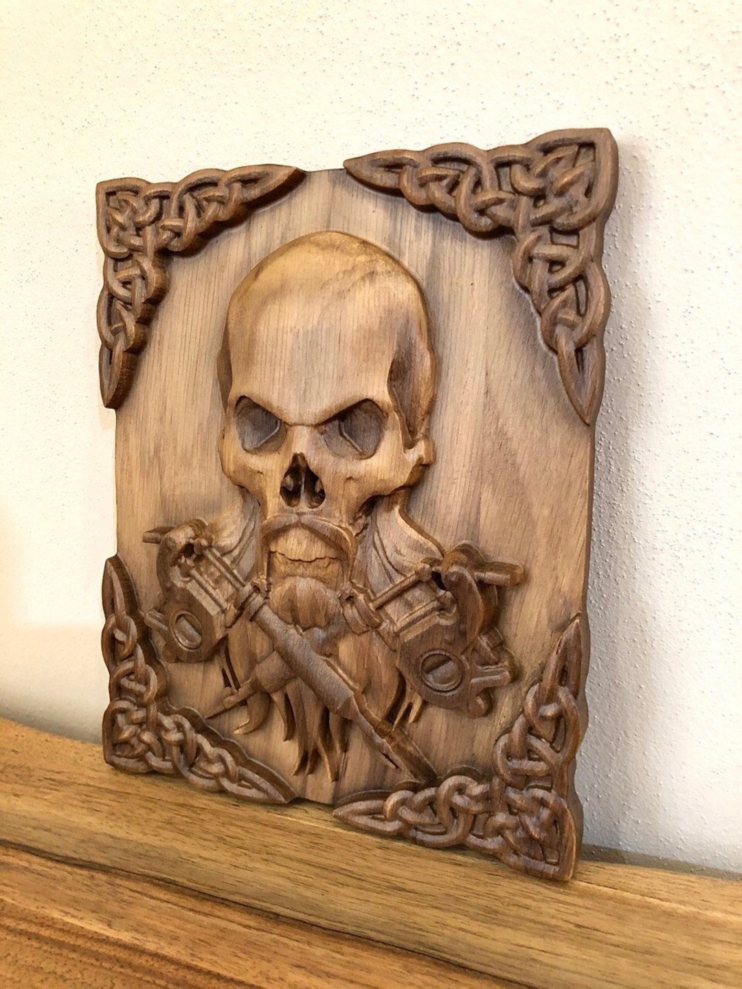 Tattoo Skull Wood Carved Picture 3D Painting Tattoo Master - Etsy