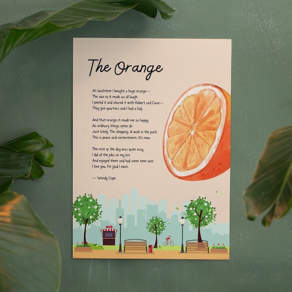 Orange Poem Poster - Etsy