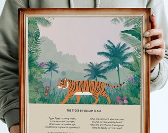 PRINTABLE the Tiger Poem Poster Print William Blake Tyger Tyger Nursery ...