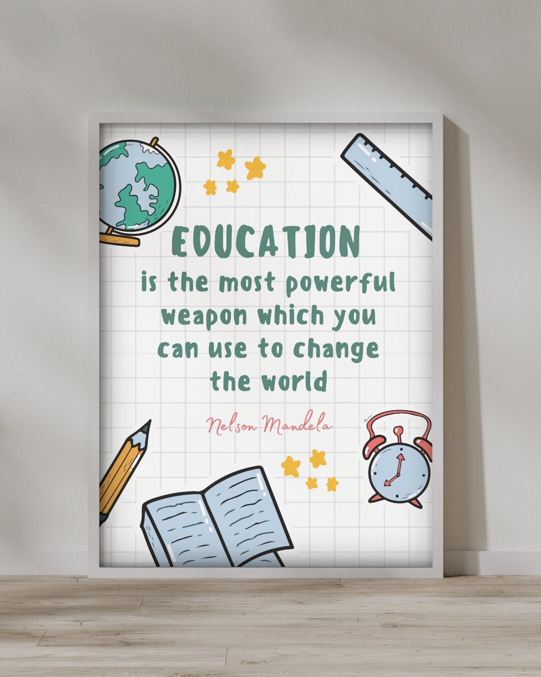 Education Quote Nelson Mandela Inspirational Motivational Quote Digital ...