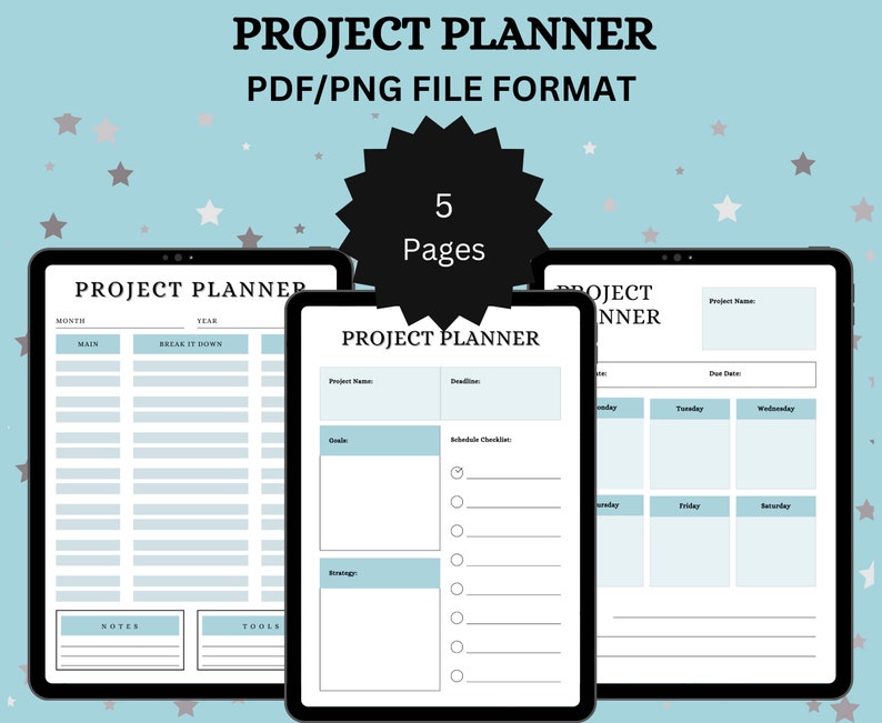 Project Planner Printable: Business & College Project Plans (fillable ...