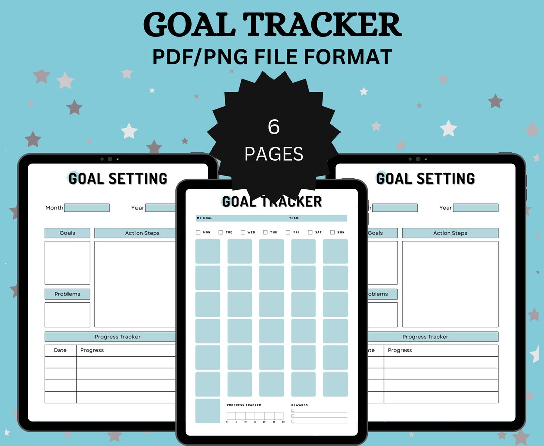 Goal Tracker, Vision Board, Template Minimal, Digital Goal Planner ...