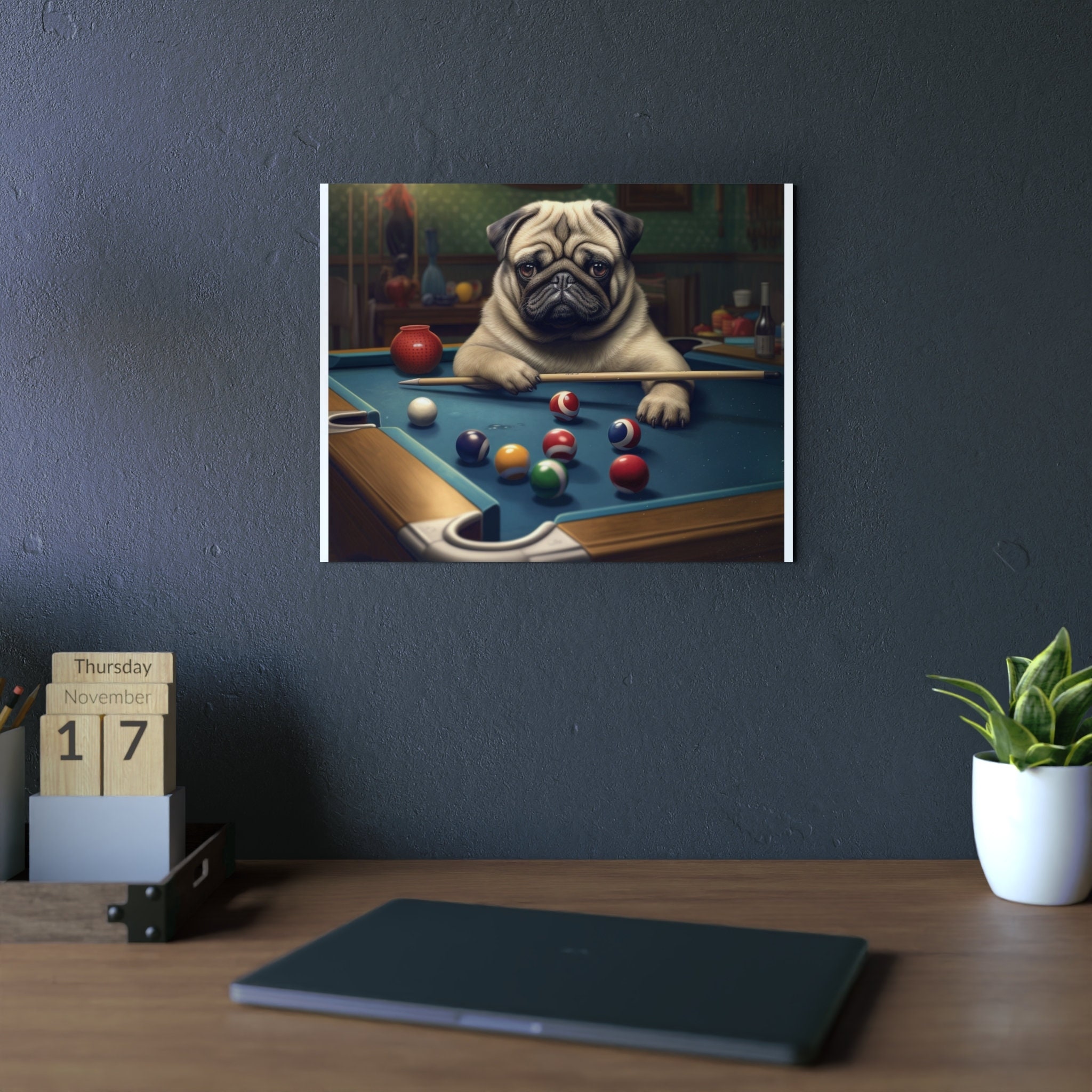 Pug Playing Pool Realistic - Etsy