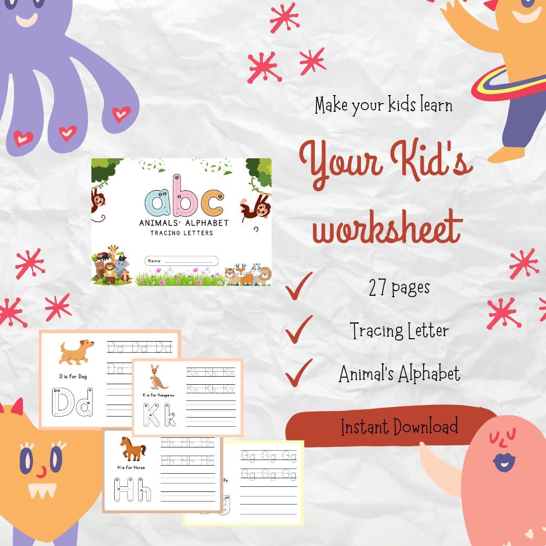 ABC Animal Alphabet Tracing Letters | Handwriting Practice for Kids ...