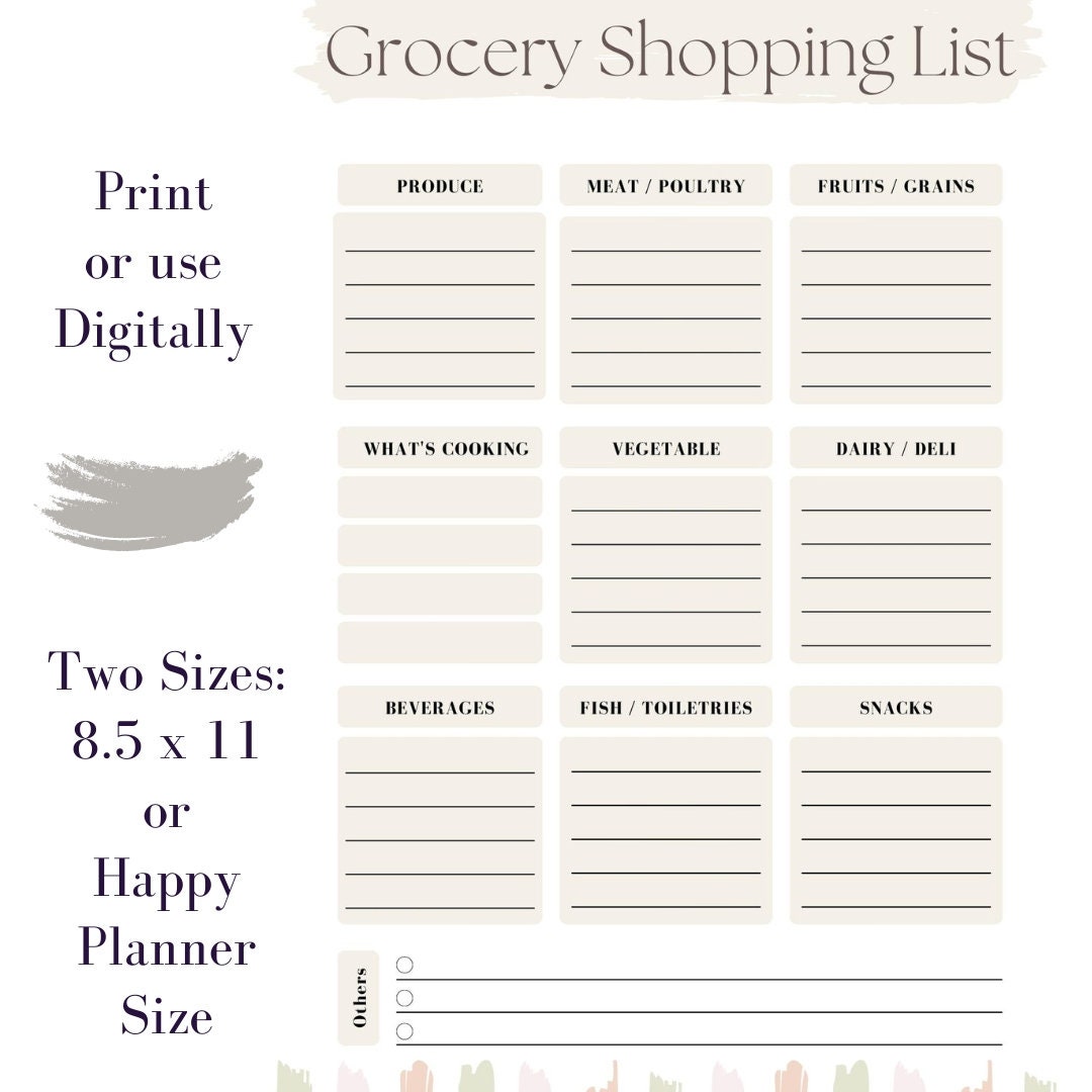 Meal Planner Printable, Weekly Meal Prep, Grocery Shopping List ...