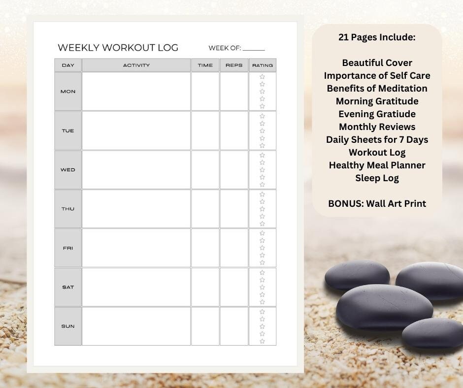 Printable Wellness Planner, Daily Gratitude Journal, Digital Self Care ...