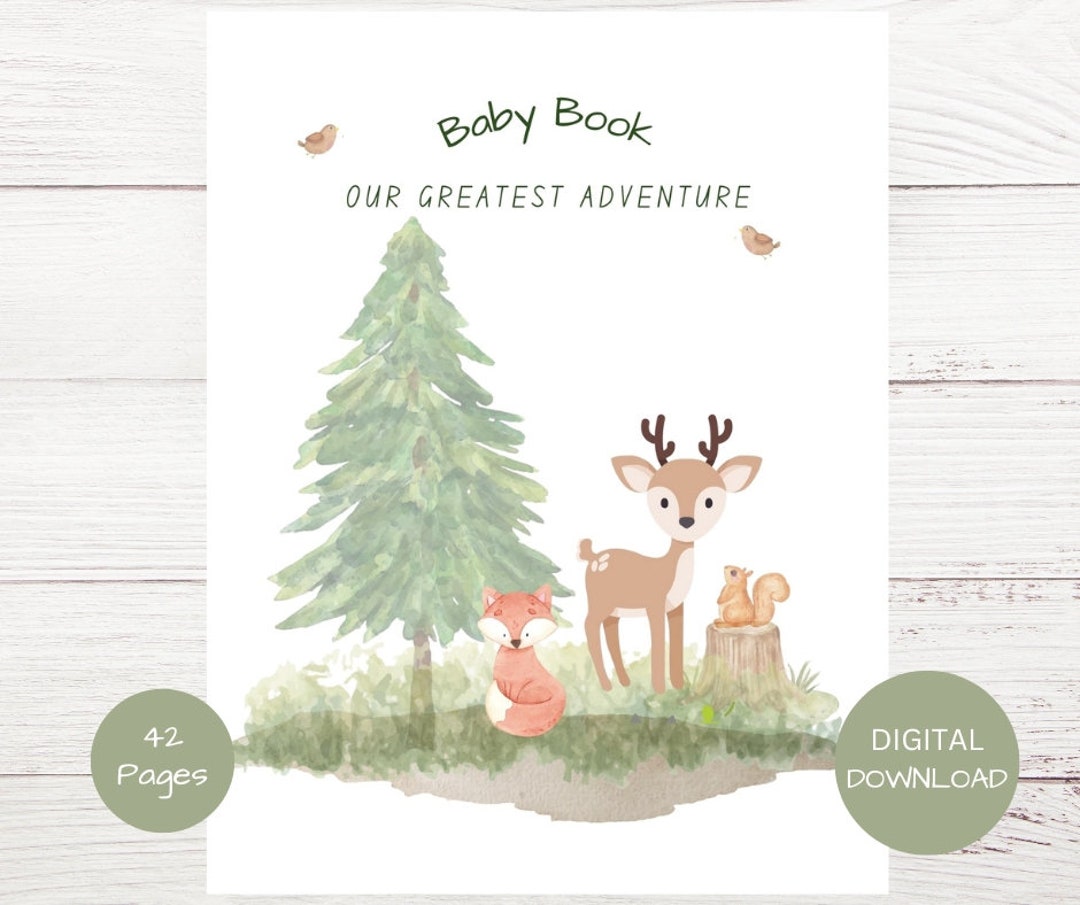 Woodland Baby Book, Printable Baby Book Pages, Baby Memory Journal ...