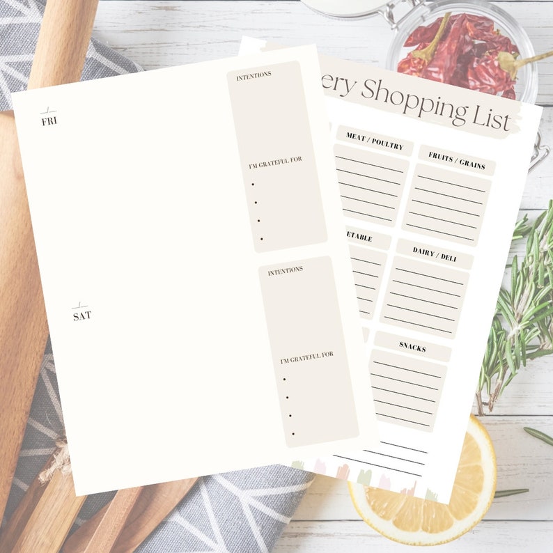 Meal Planner Printable, Weekly Meal Prep, Grocery Shopping List ...