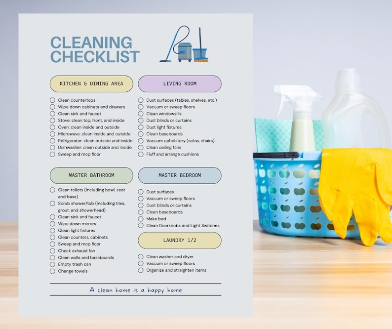 Cleaning Checklist, Printable Cleaning to Do List, Cleaning Planner ...