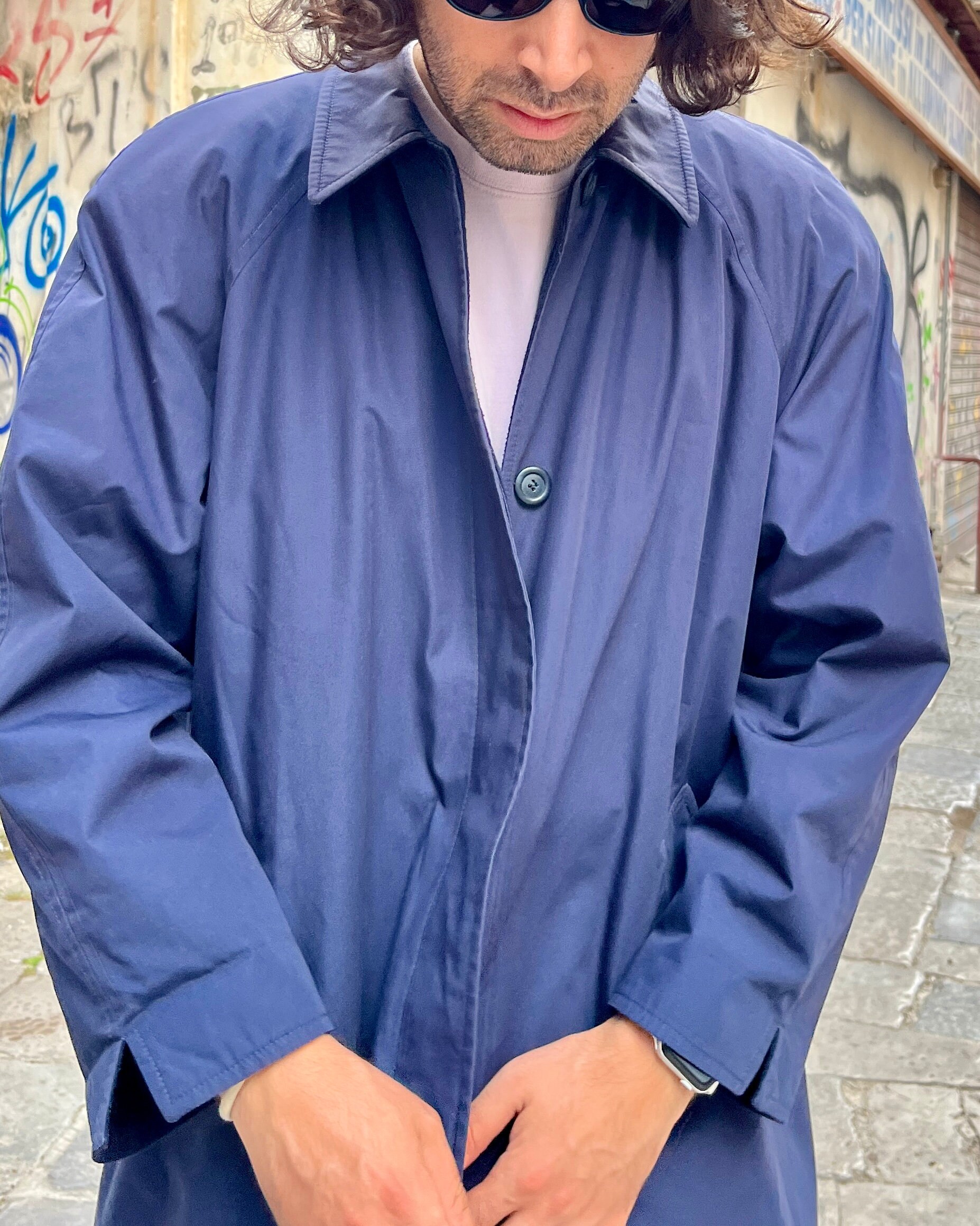 Vintage Men's Blue Trench Coat / Incom Raincoat / Raincoat ...