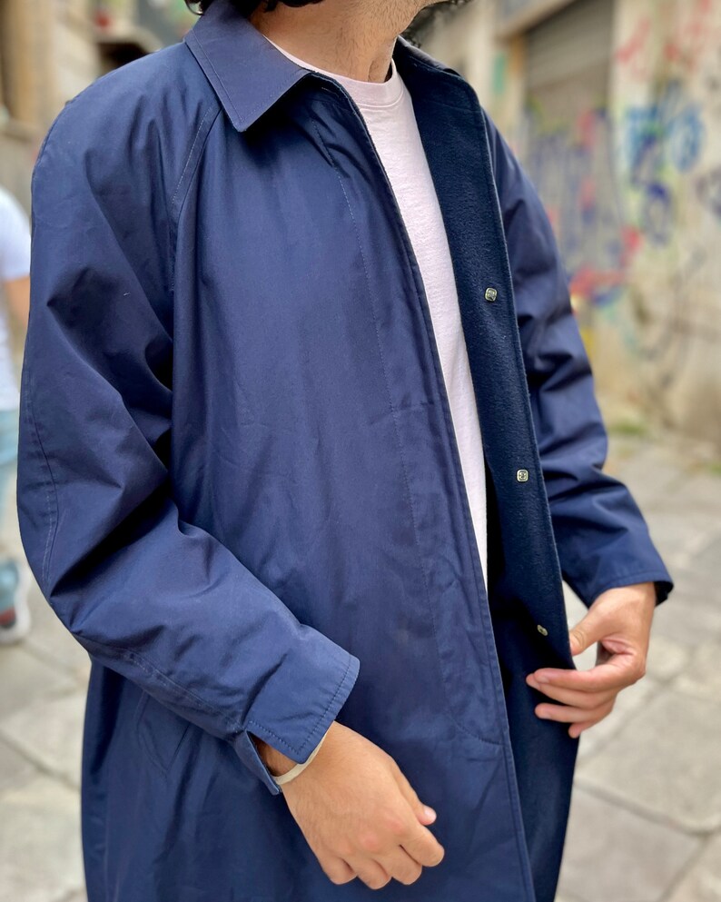 Vintage Men's Blue Trench Coat / Incom Raincoat / Raincoat ...