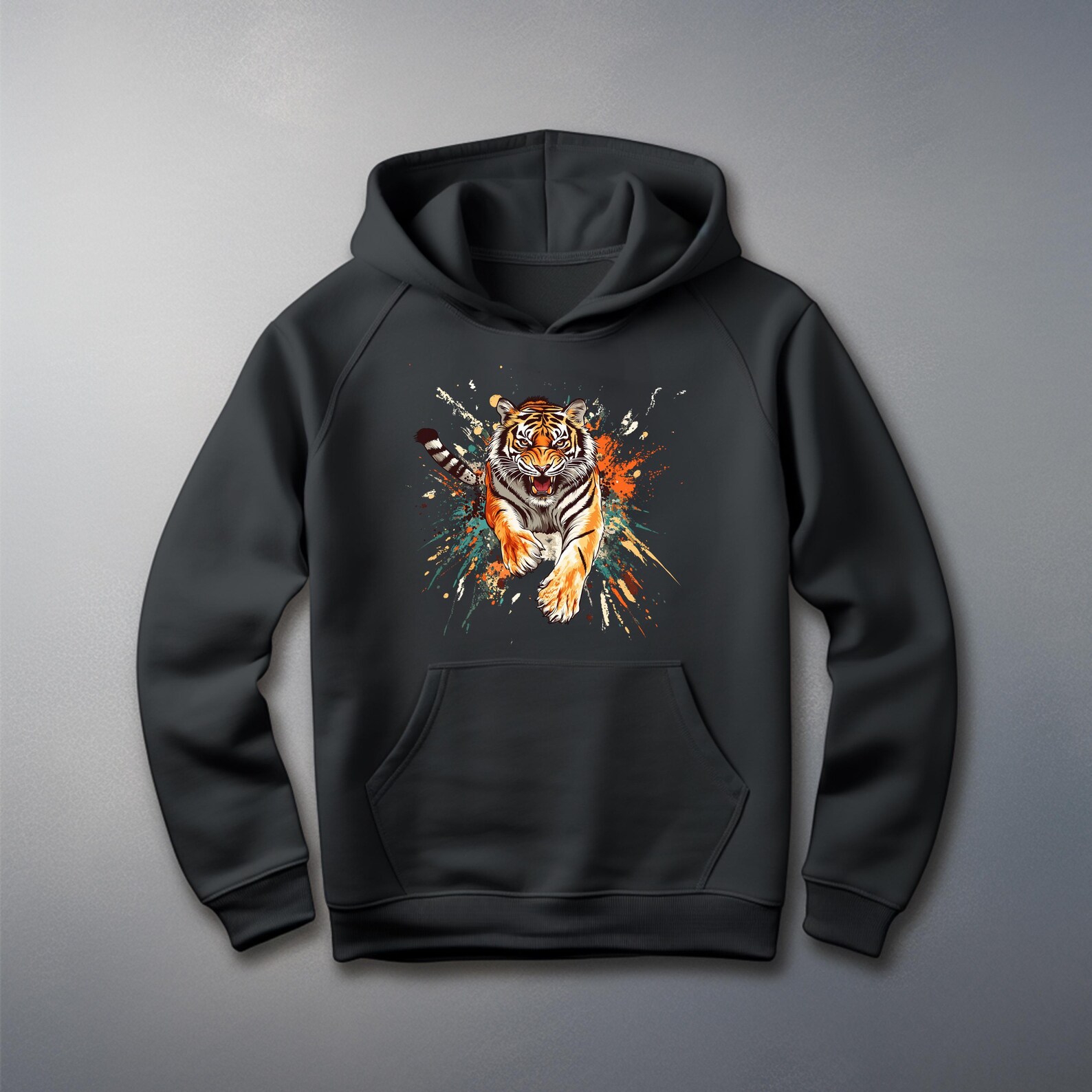 Fierce Tiger Digital PNG With Splash Art Wildlife Sublimation Design ...