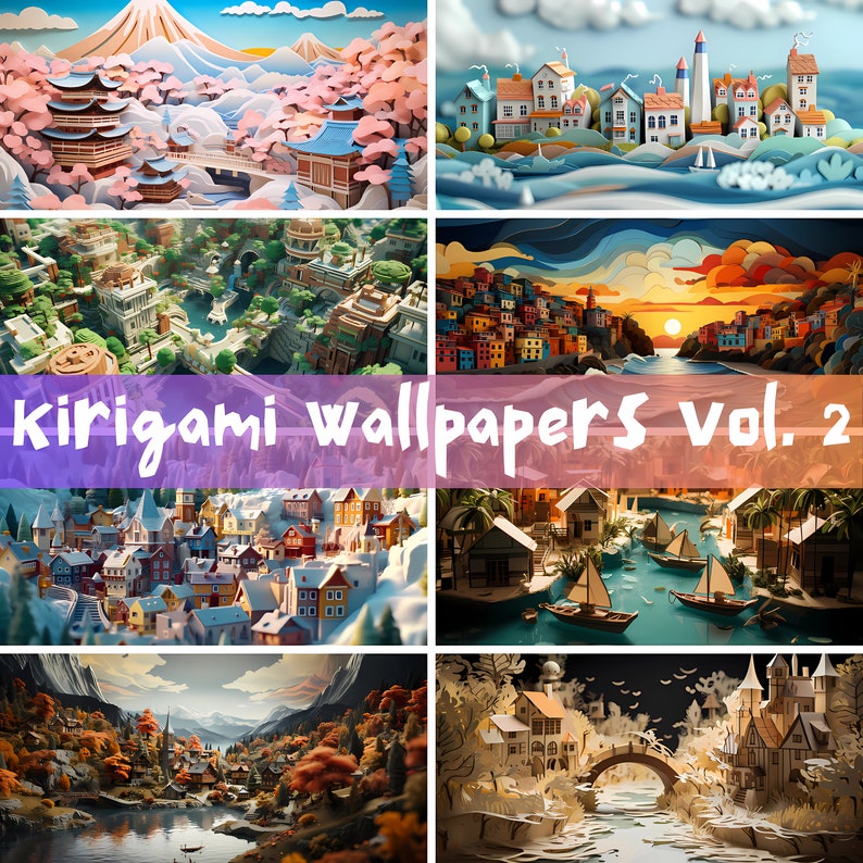 Kirigami Wallpapers Vol. 2 - Etsy