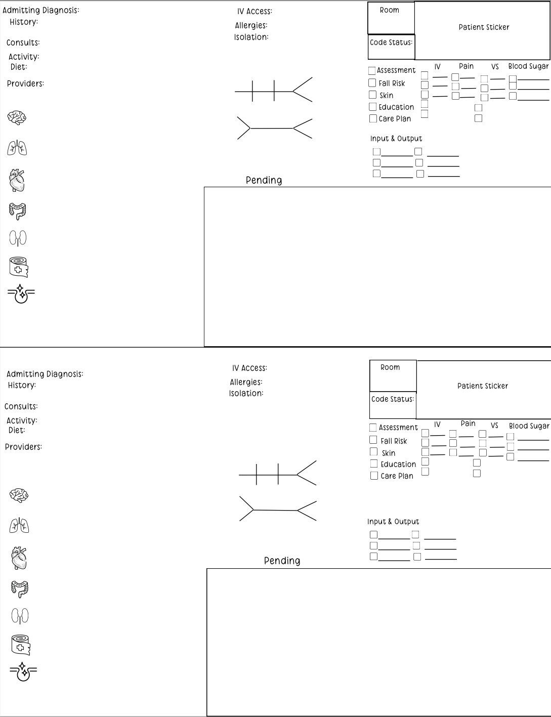 Nursing Report Sheet, Medsurg, Telemetry, PCU, Printable, 2 Patient ...