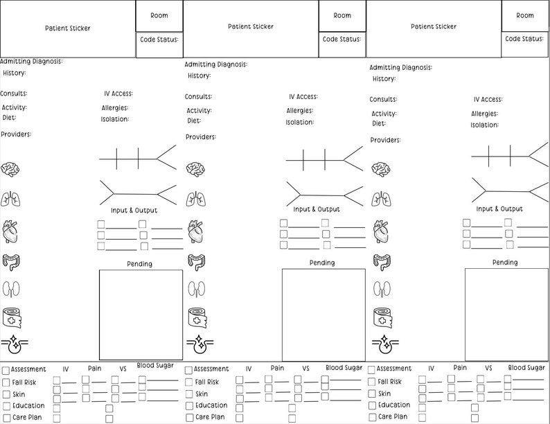 Nursing Report Sheet, Trifold Layout - Etsy