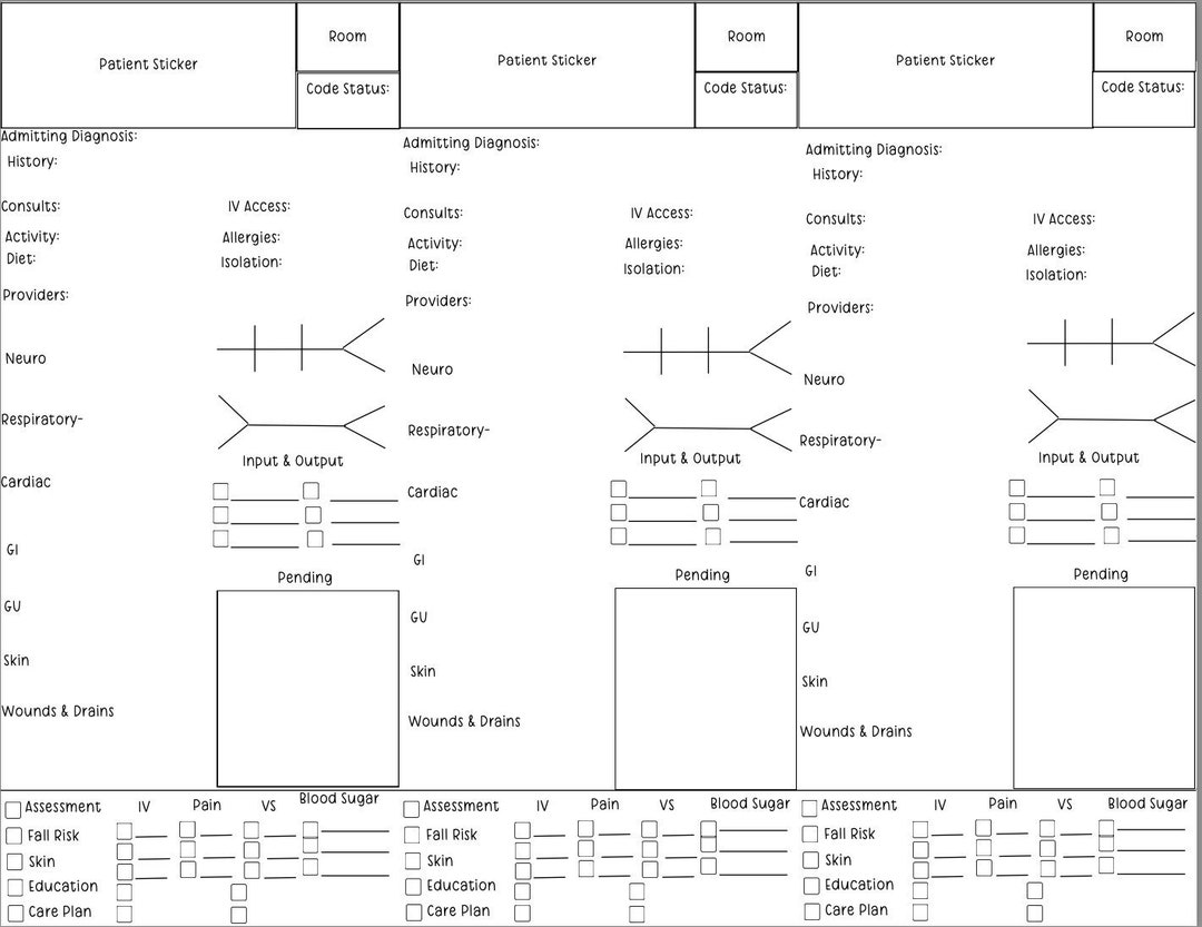 Nursing Report Sheet, Trifold Layout - Etsy