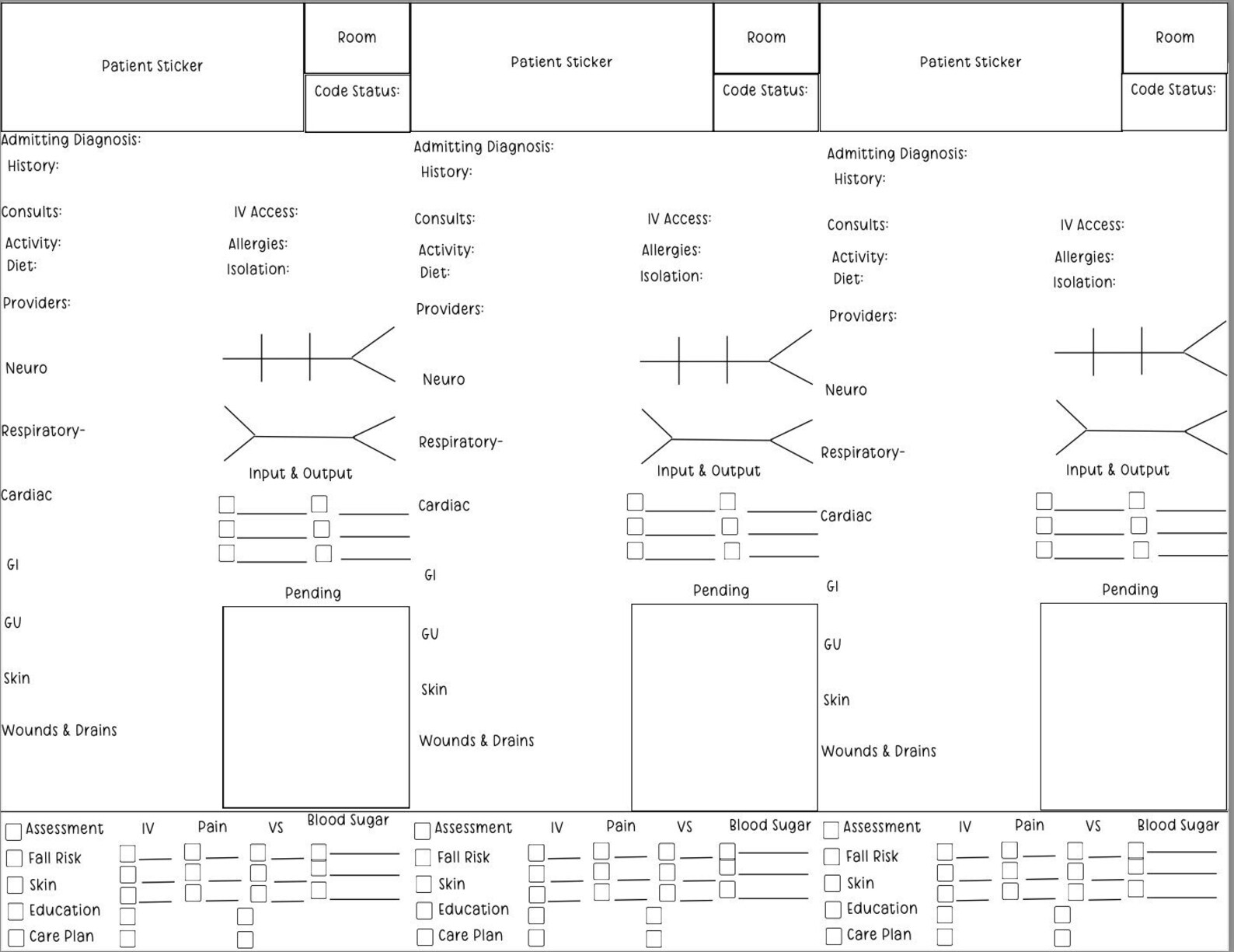 Nursing Report Sheet, Trifold Layout - Etsy