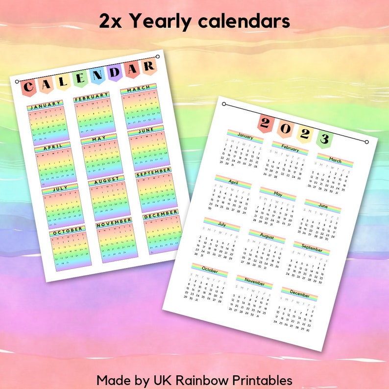 Rainbow Calendars - Etsy