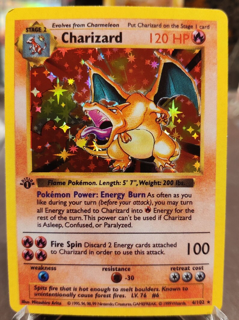 1st Edition Shadowless Charizard Proxy Card - Etsy