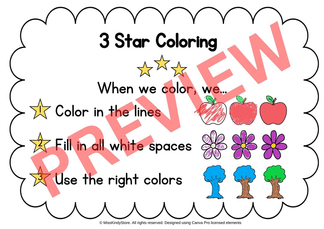 3 Star Coloring Visual Aid | Digital Classroom Poster | Printable ...
