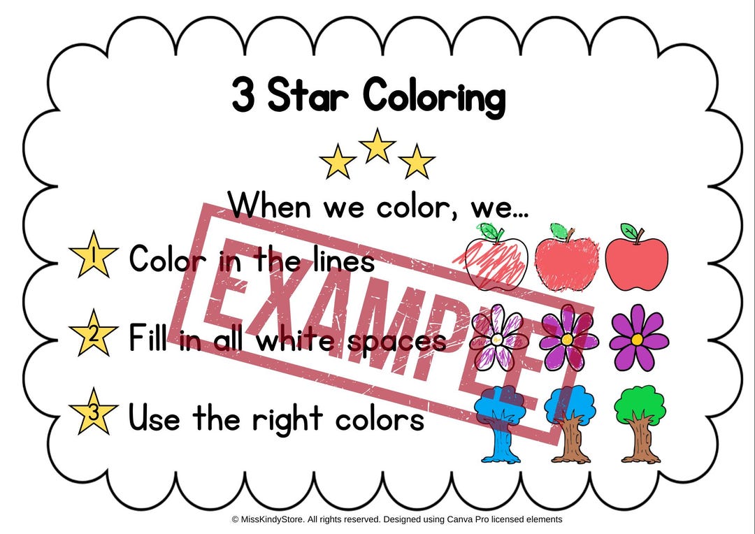 3 Star Coloring Visual Aid | Digital Classroom Poster | Printable ...