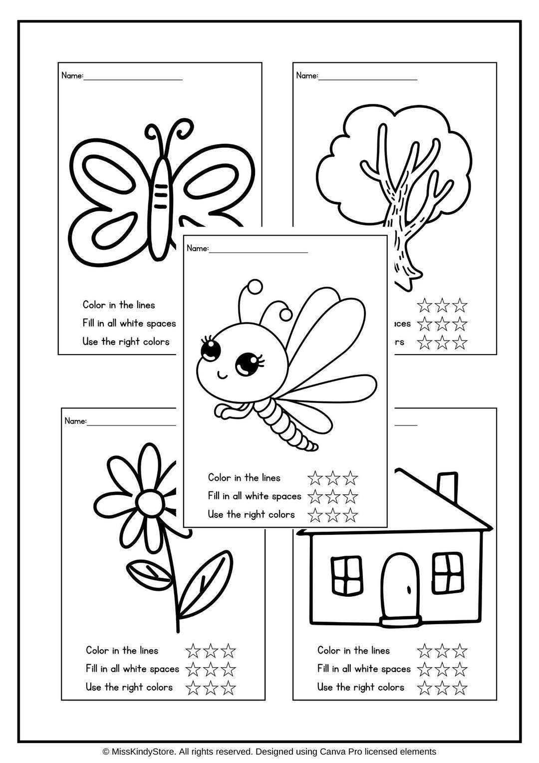 3 Star Coloring Pages | Digital Coloring Practice Worksheets ...