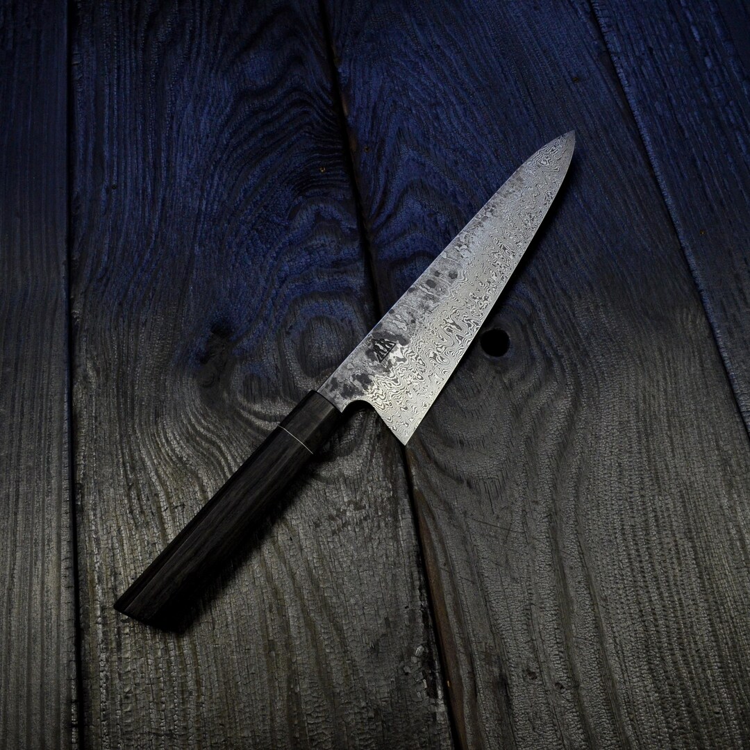 Gyuto 210mm in 120-layer Damascus, Handle in Stabilized Bog Oak Wood ...