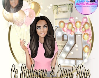 Event Planner Logo, Balloon Logo, Cartoon Portrait, Crafter Logo Design ...