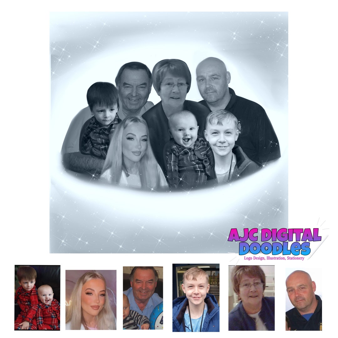 Family Photo Merge Portrait Digital Version - Etsy
