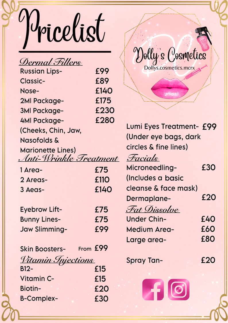 Digital Price List Design, Online Price List, Custom Prix List Design ...