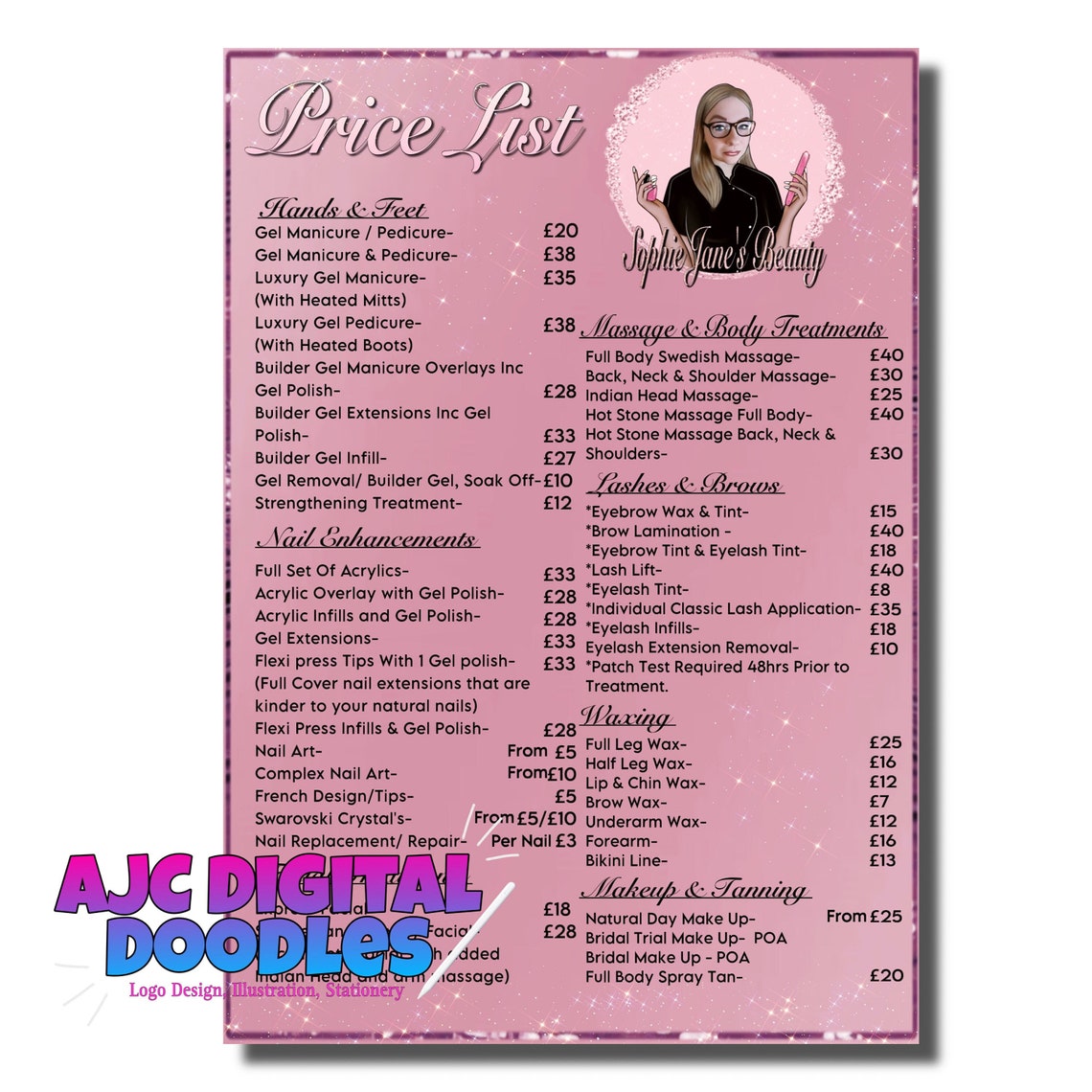 Digital Price List Design, Online Price List, Custom Prix List Design ...