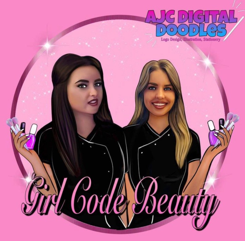 Double Portrait Logo, Two People Logo, Two People Cartoon, Logo, Custom ...