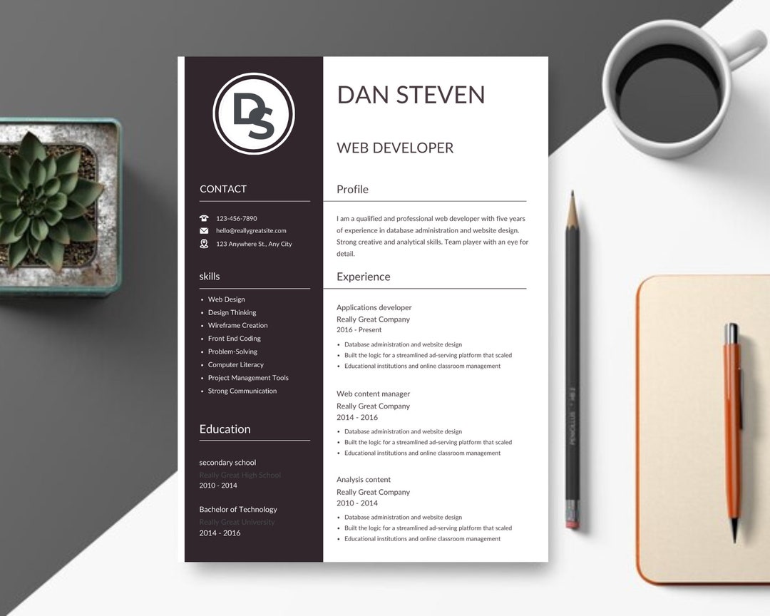 Gray Gold Clean CV Resume, Editable CV Template, Modern Job Application ...