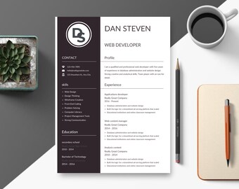 Gray and White Simple Clean Resume, Editable CV Template, Modern Job ...