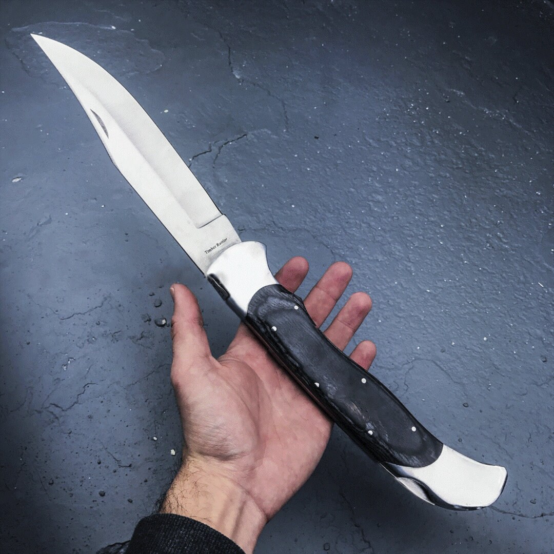 18 Big BOWIE Folding Pocket Knife Wood Camping Hunting - Etsy