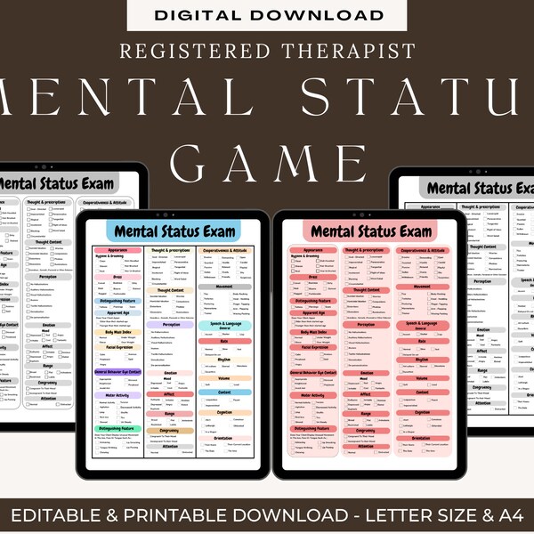 Mental Status Exam Cheat Sheet - Etsy
