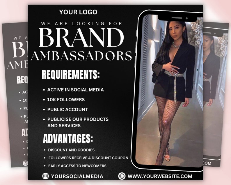 DIY Brand Ambassador Flyer Ambassador Wanted Social Media - Etsy