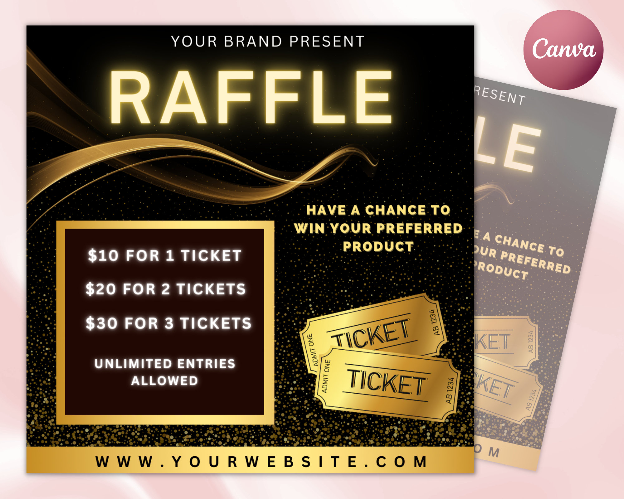 Raffle Flyer, Raffle Ticket Flyer, Giveaway Flyer, Hair Raffle Flyer ...