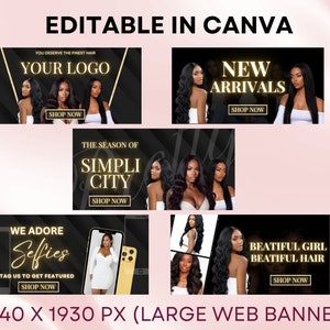 DIY Hair Website Banner Kit | Shopify Hair Extensions | Wig Boutique ...