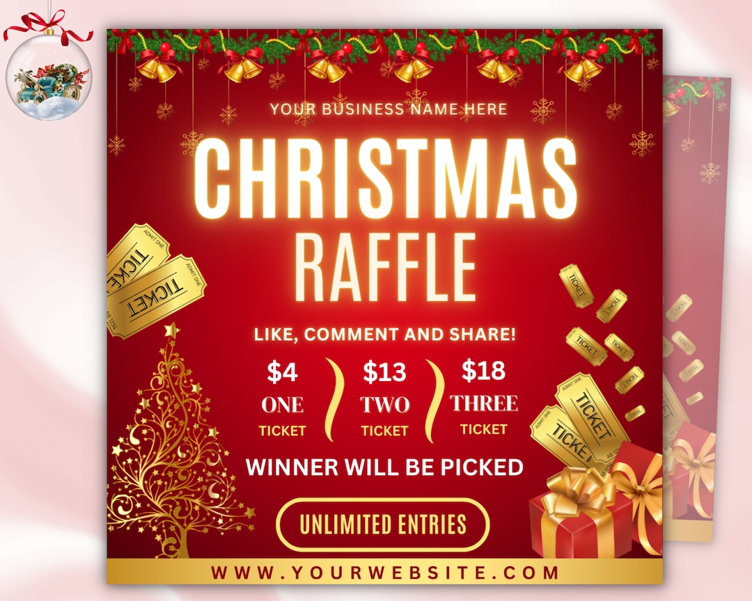 Christmas Raffle Flyer, Christmas Giveaway Flyer, Giveaway Flyer ...