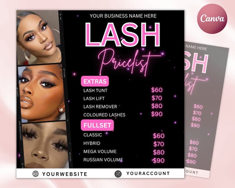 Lash Price List Braids Price List Flyer Templates Beauty - Etsy
