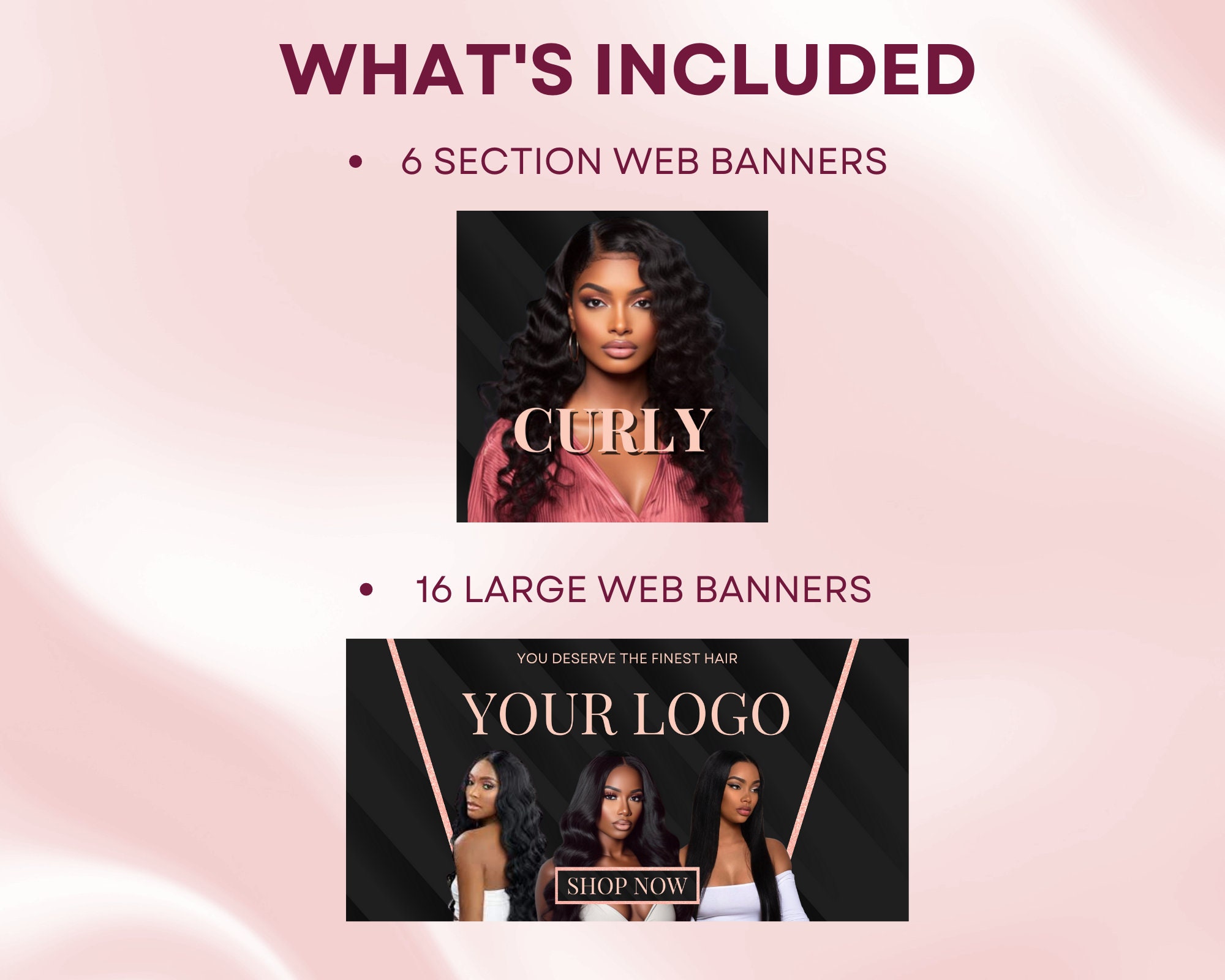 DIY Hair Website Banner Kit Shopify Hair Extensions Wig - Etsy