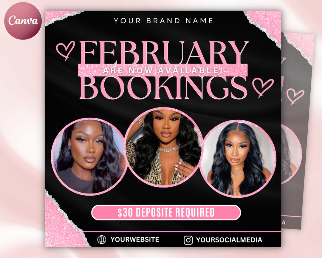 February Booking Flyer, Valentine's Day Book Now Appointments Available ...
