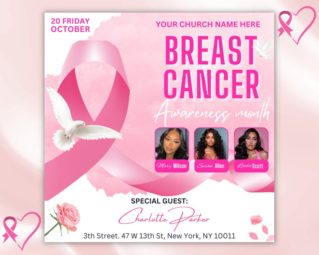 Breast Cancer Flyer, Awareness Flyer, Breast Cancer Sale Flyer ...
