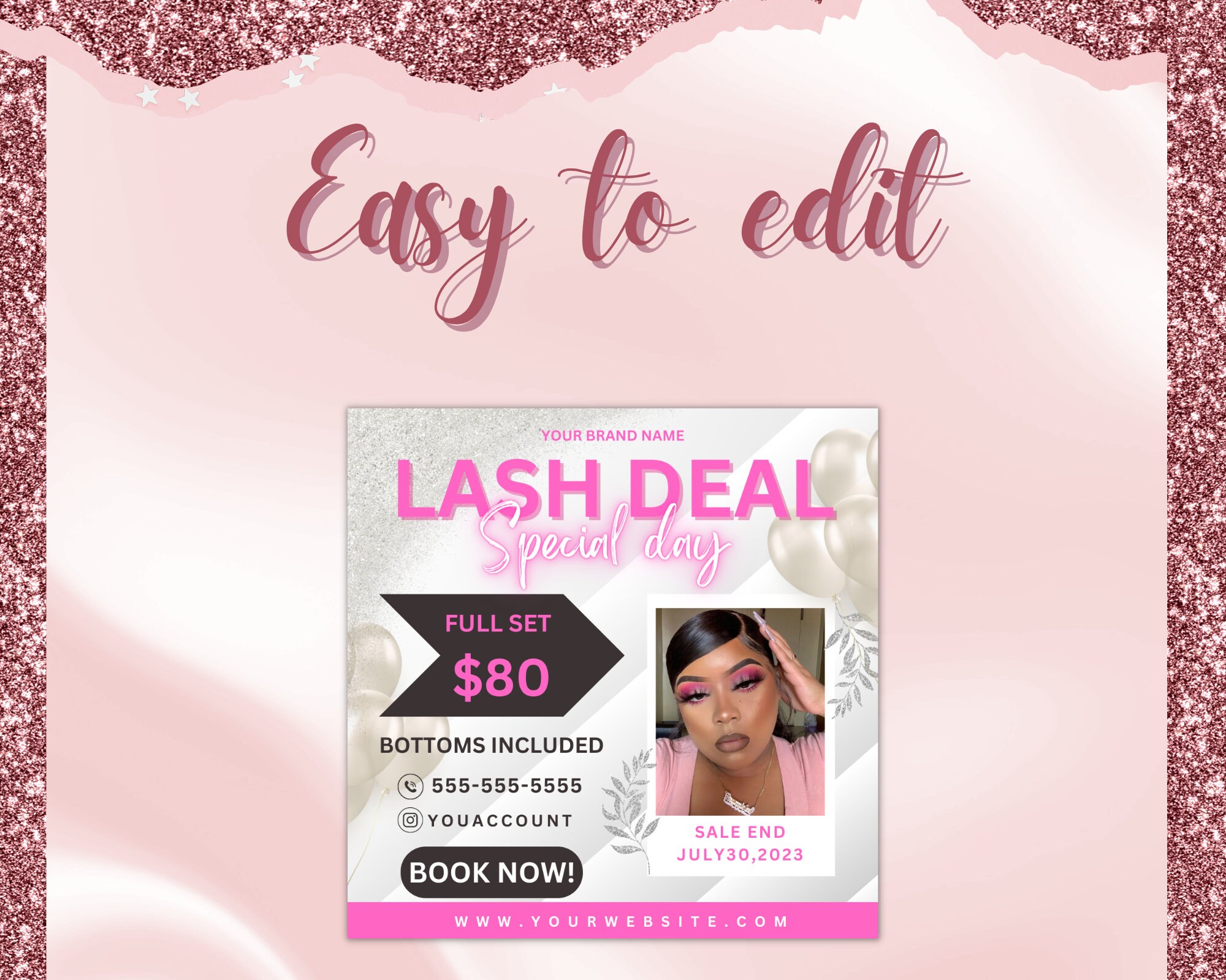 DIY Lash Deal Flyer Lashes Extensions Makeup Sale Appointments MUA ...