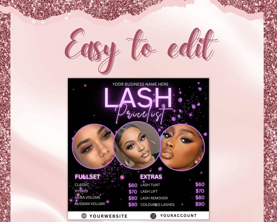 Lash Price List Braids Price List Flyer Templates Beauty - Etsy
